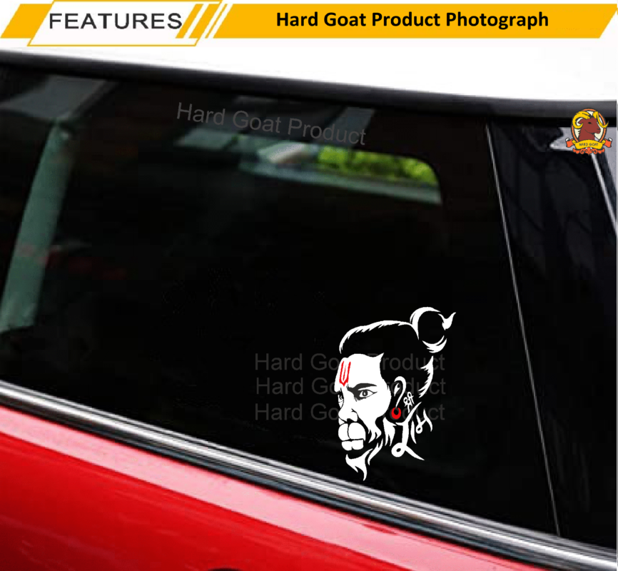 White Car Bajrangbali Sticker | Elegant & Protective | [Your Brand Name]