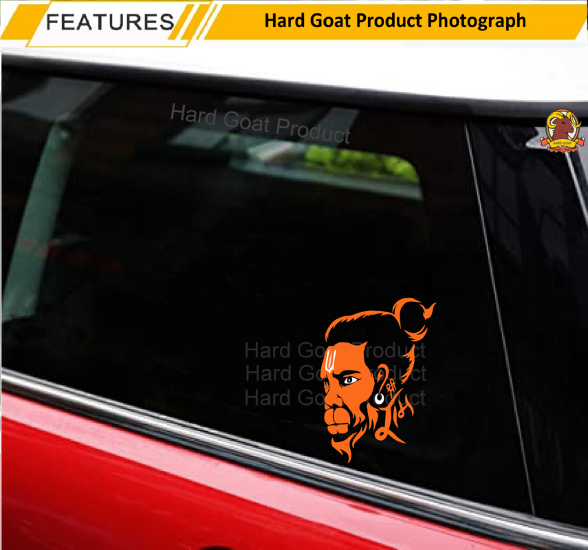 Saffron Hanuman Car Sticker | Divine & Durable | Hard Goat