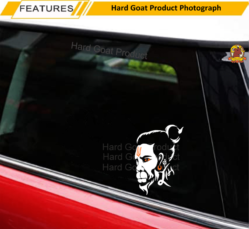 White Bajrang Bali Car Sticker | Durable & Stylish | Hard Goat