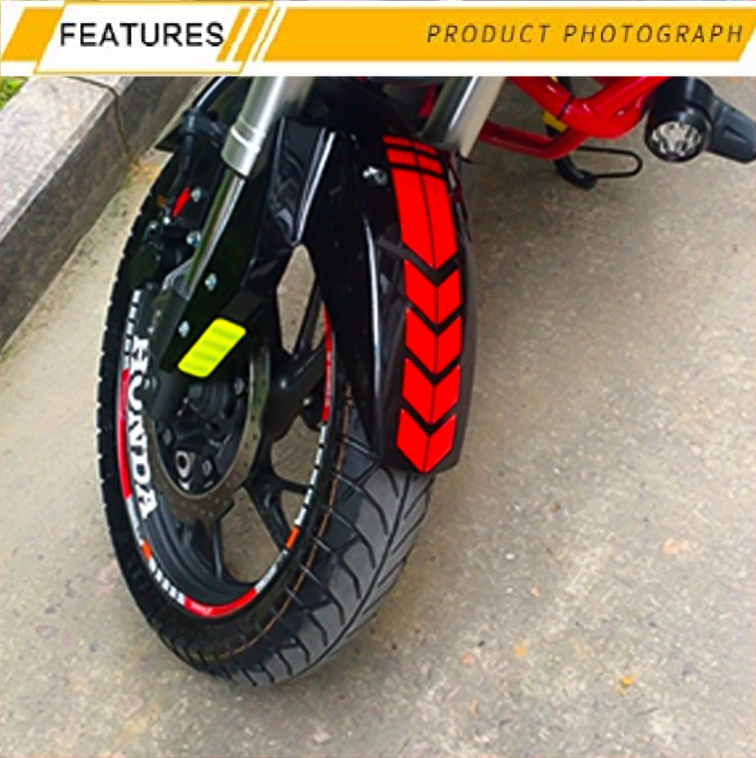 Red Bike Front Mudguard Sticker | Bold Style & Splash Protection | Hard ...