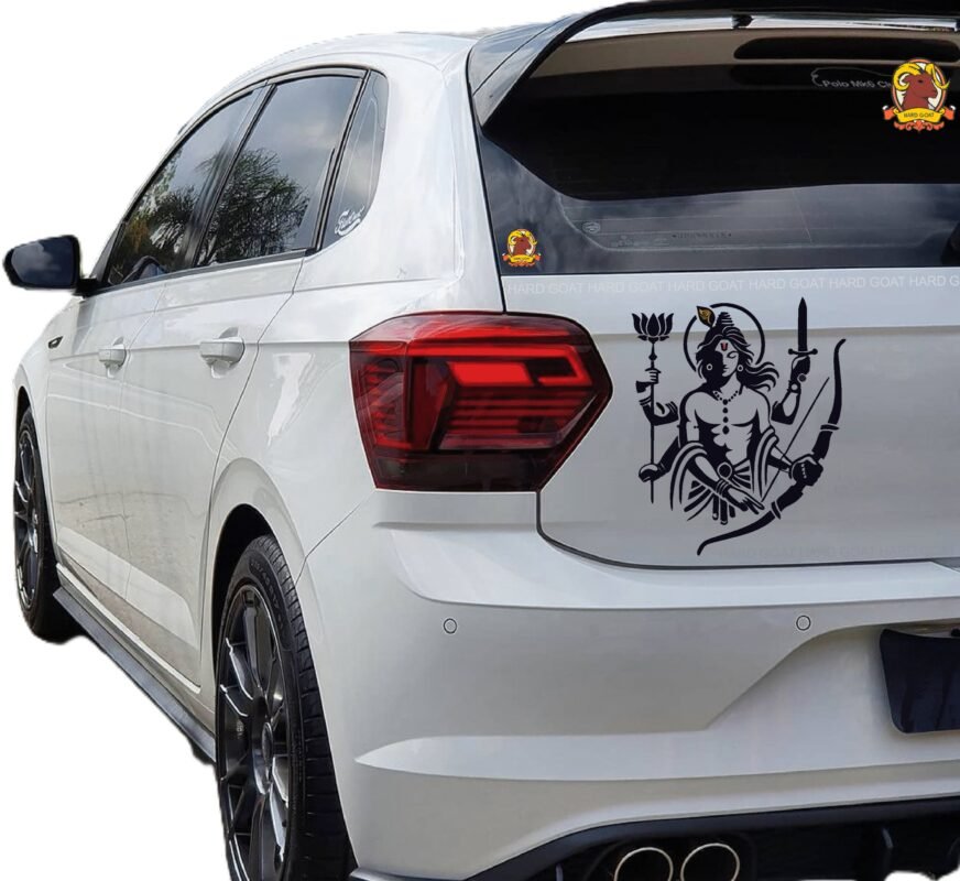 Lord Krishna Car Sticker - Vishnu Look, Black Jagannath Design | Hard Goat