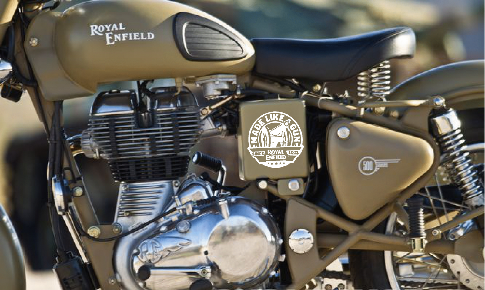Hard Goat® Made Like A Gun Sticker | COmpatible With Royal Enfield Models