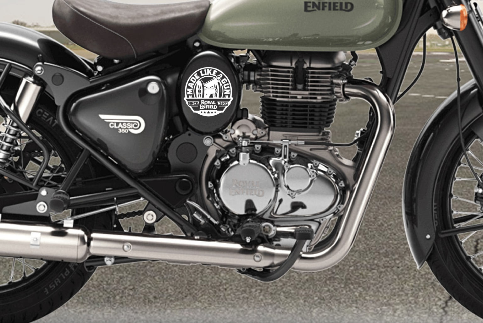 Hard Goat® Made Like A Gun Sticker | COmpatible With Royal Enfield Models